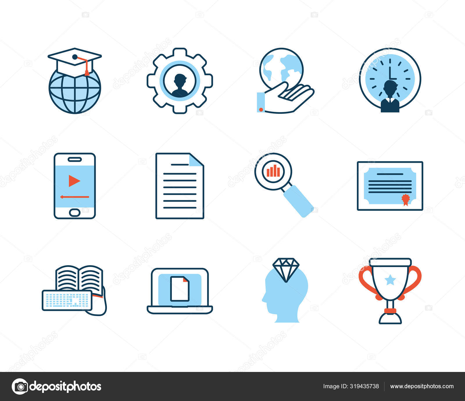 Elearning and business set icons Stock Vector by ©grgroupstock 319435738