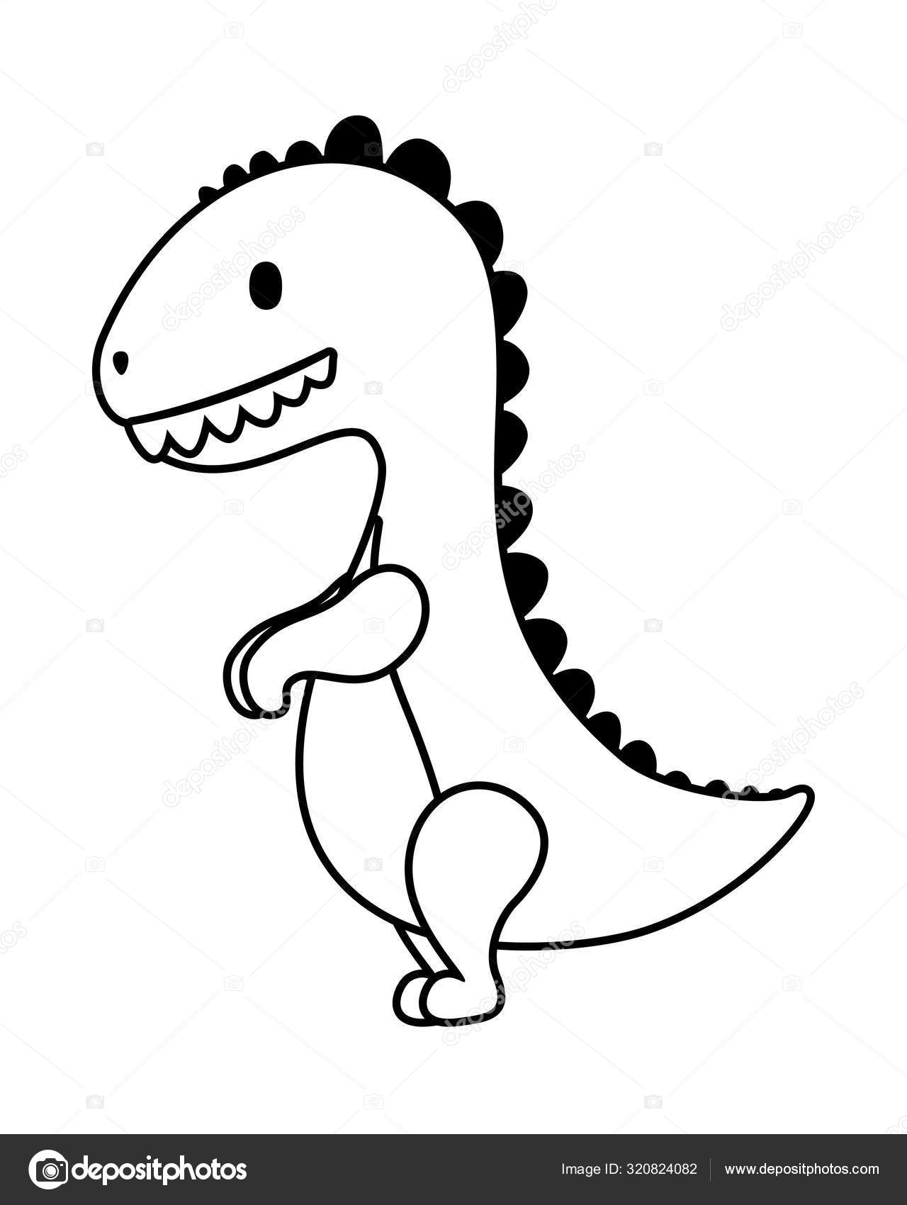 Cute Dinosaur Clip Art Black And White