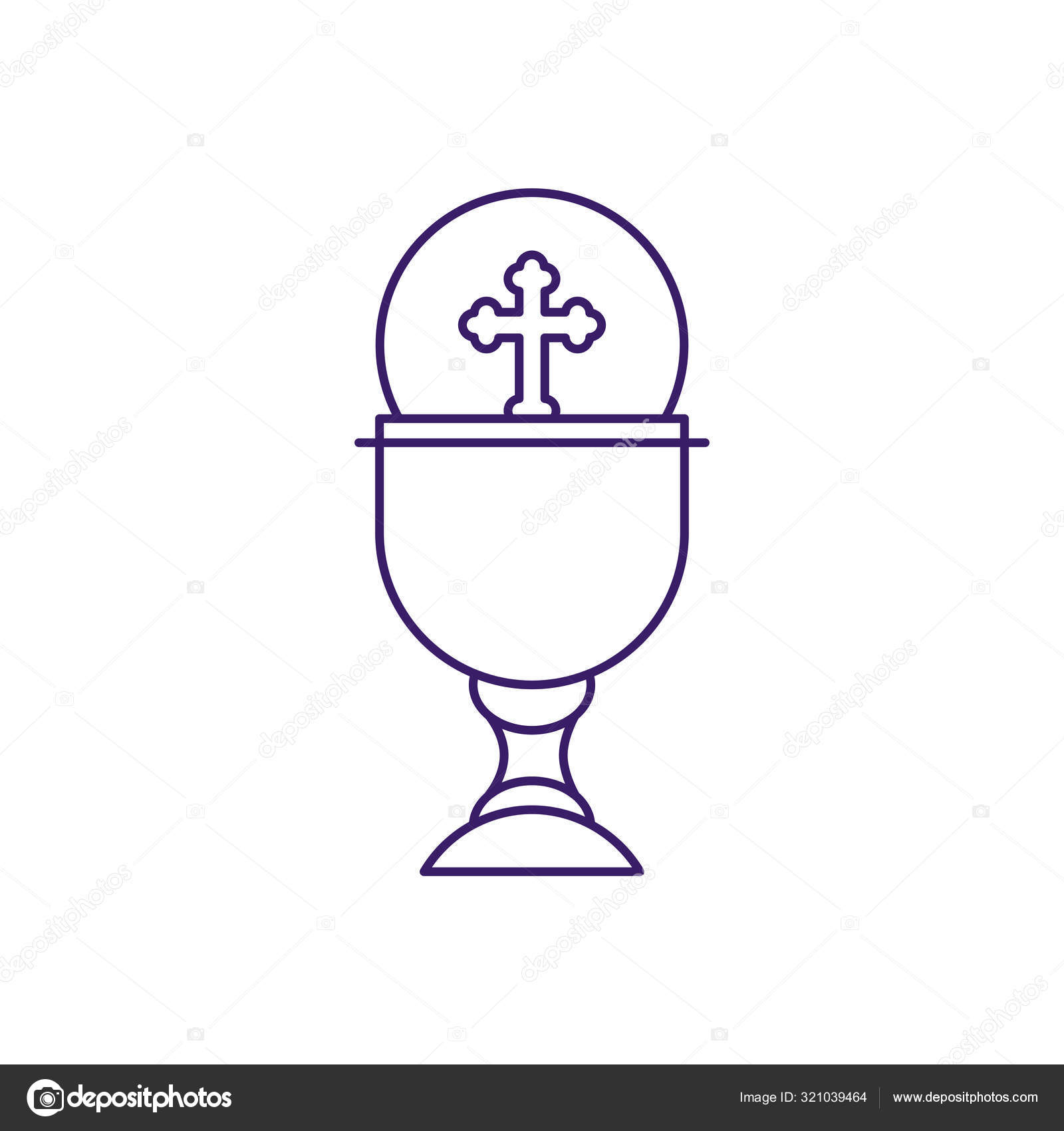 Cup with communion wafer line vector design Stock Vector Image by ...