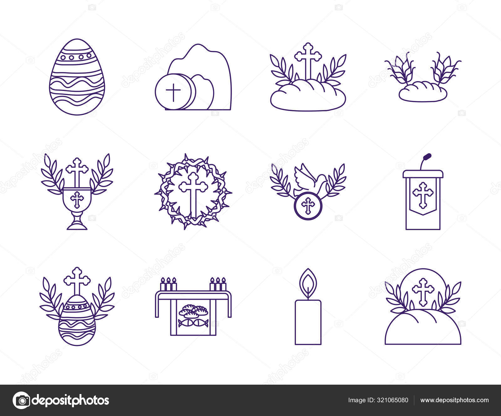 Isolated religion icon set line vector design Stock Vector by ...
