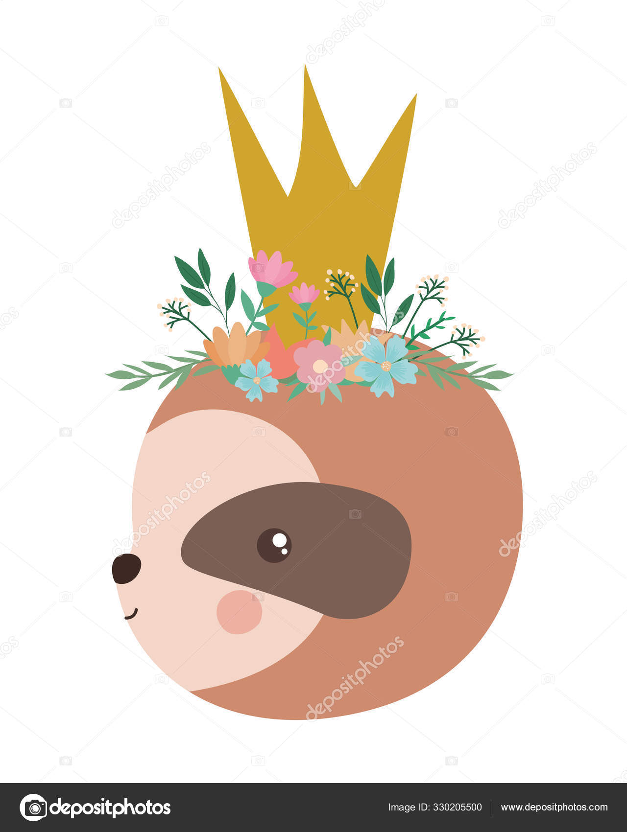 Cute sloth bear with crown vector design Stock Vector Image by ...