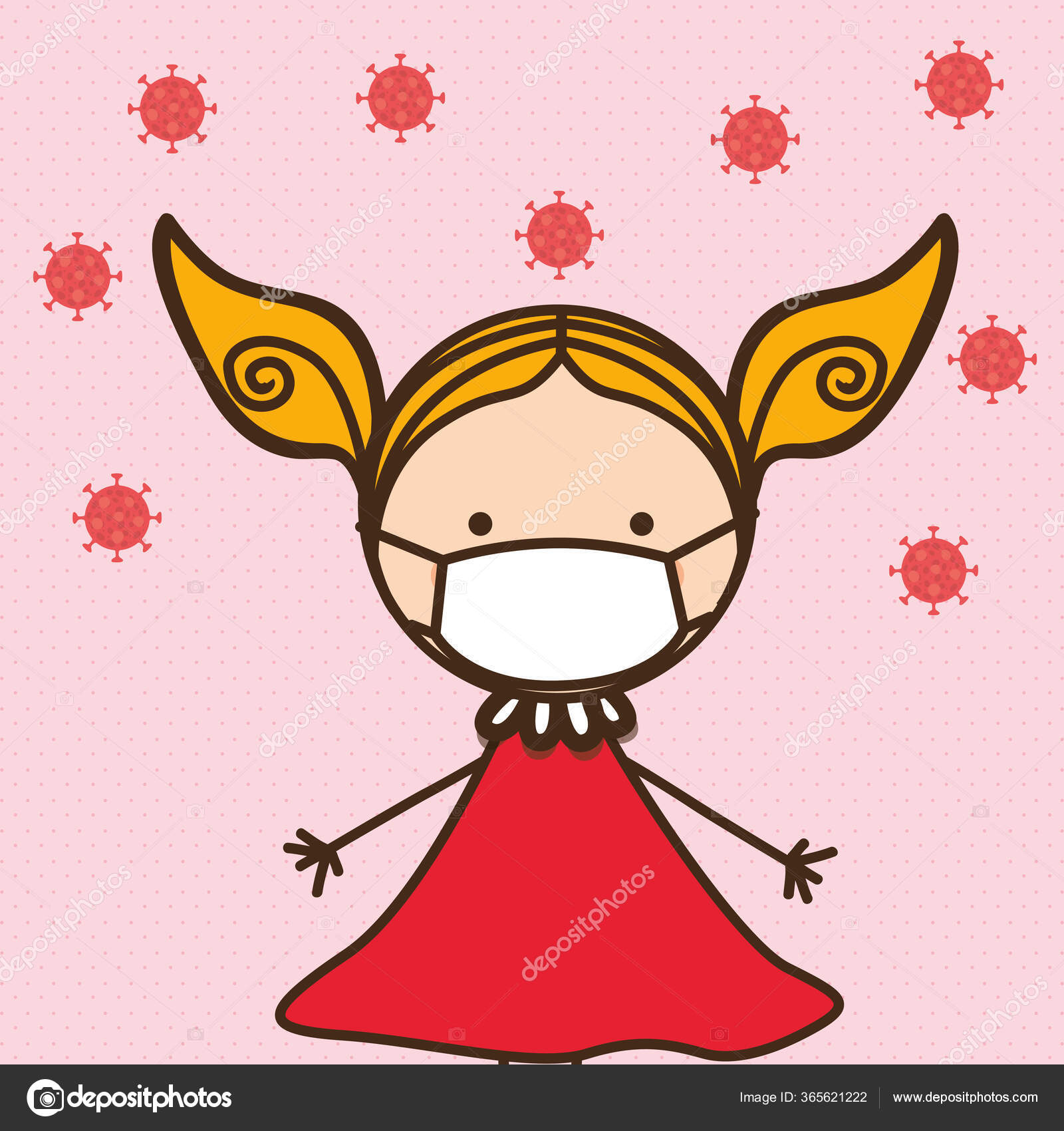 Girl kid with mask against 2019 ncov virus vector design Stock Vector ...