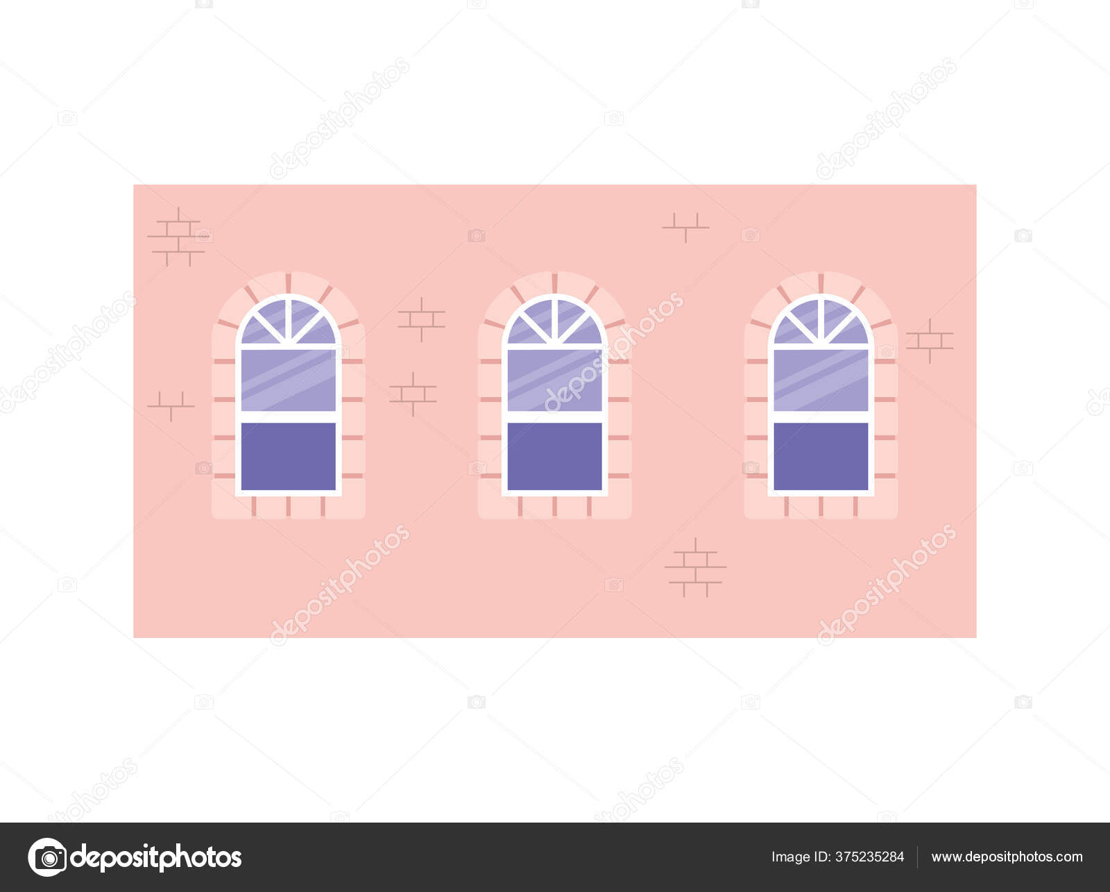 Isolated windows outside pink building vector design — Stock Vector ...