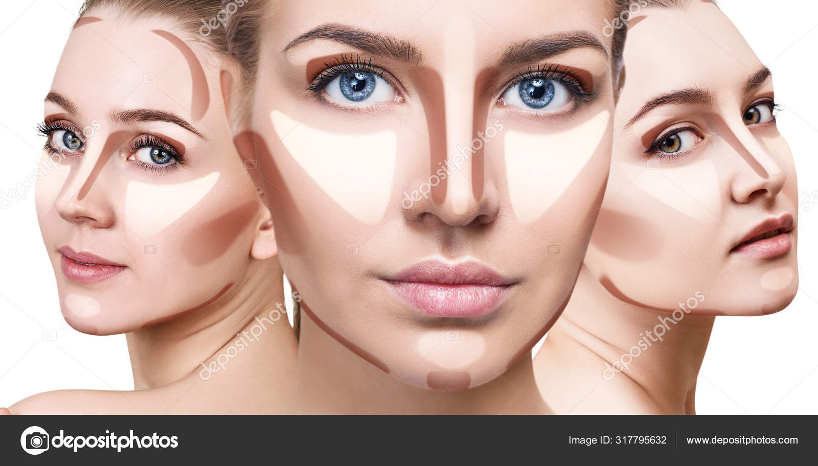 Collage of womans faces with contouring makeup. Stock Photo by ©kotin ...