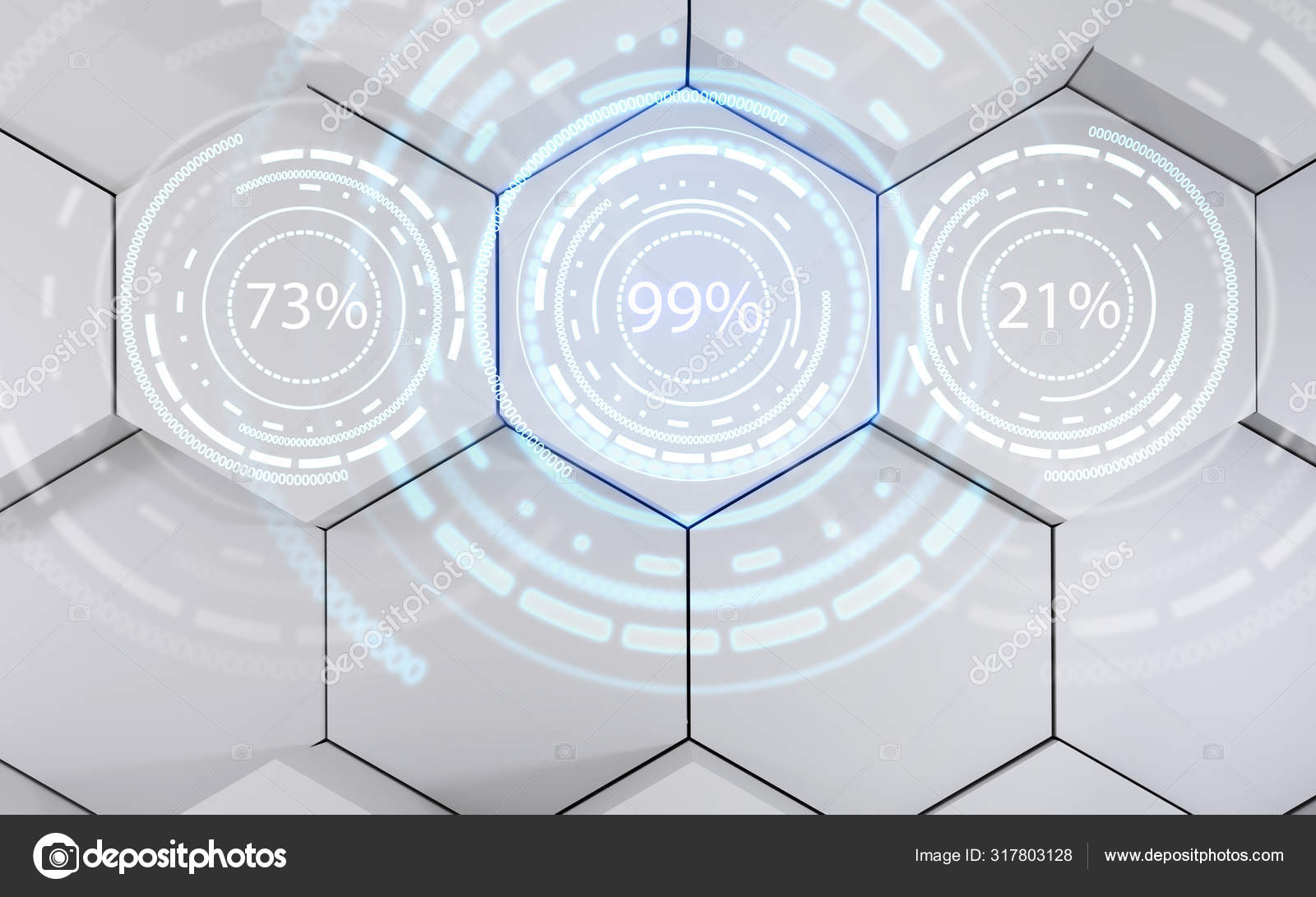 Futuristic loading circle rings. Display of waiting time load. 3d ...