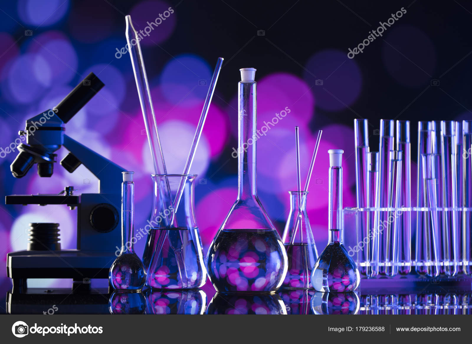 Science Experiment Concept Background Laboratory Beakers Microscope ...