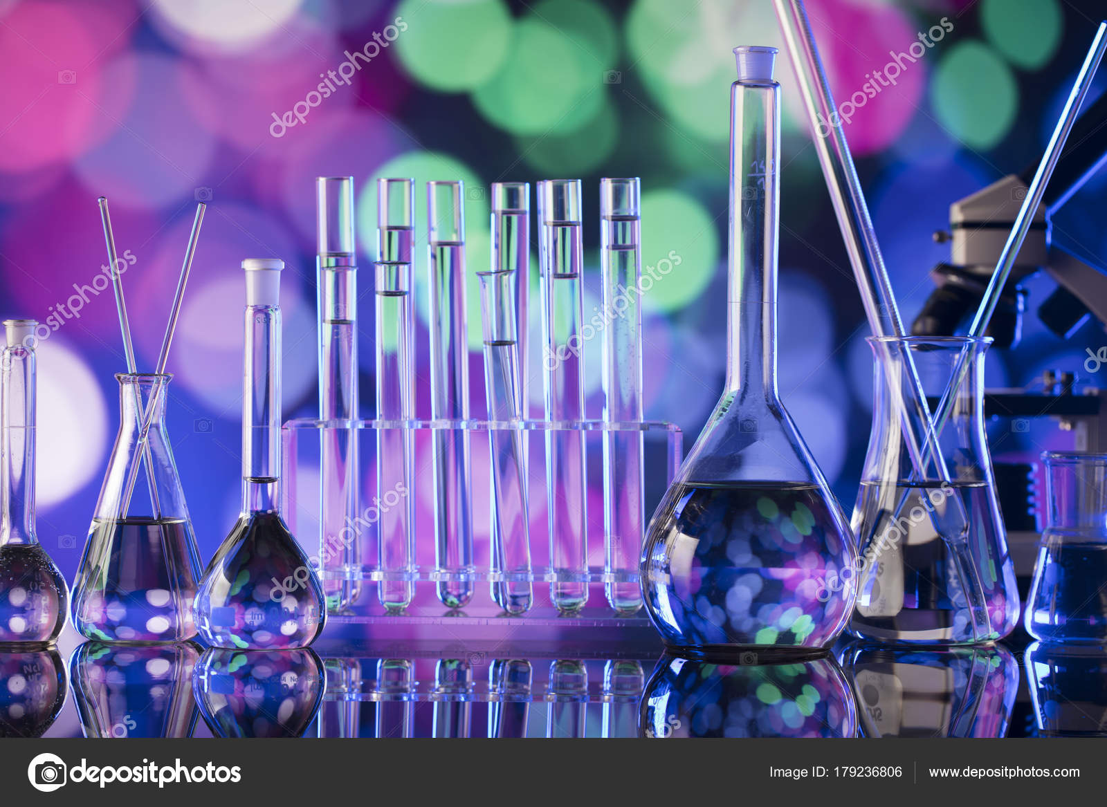 Science Experiment Concept Background Laboratory Beakers Microscope ...