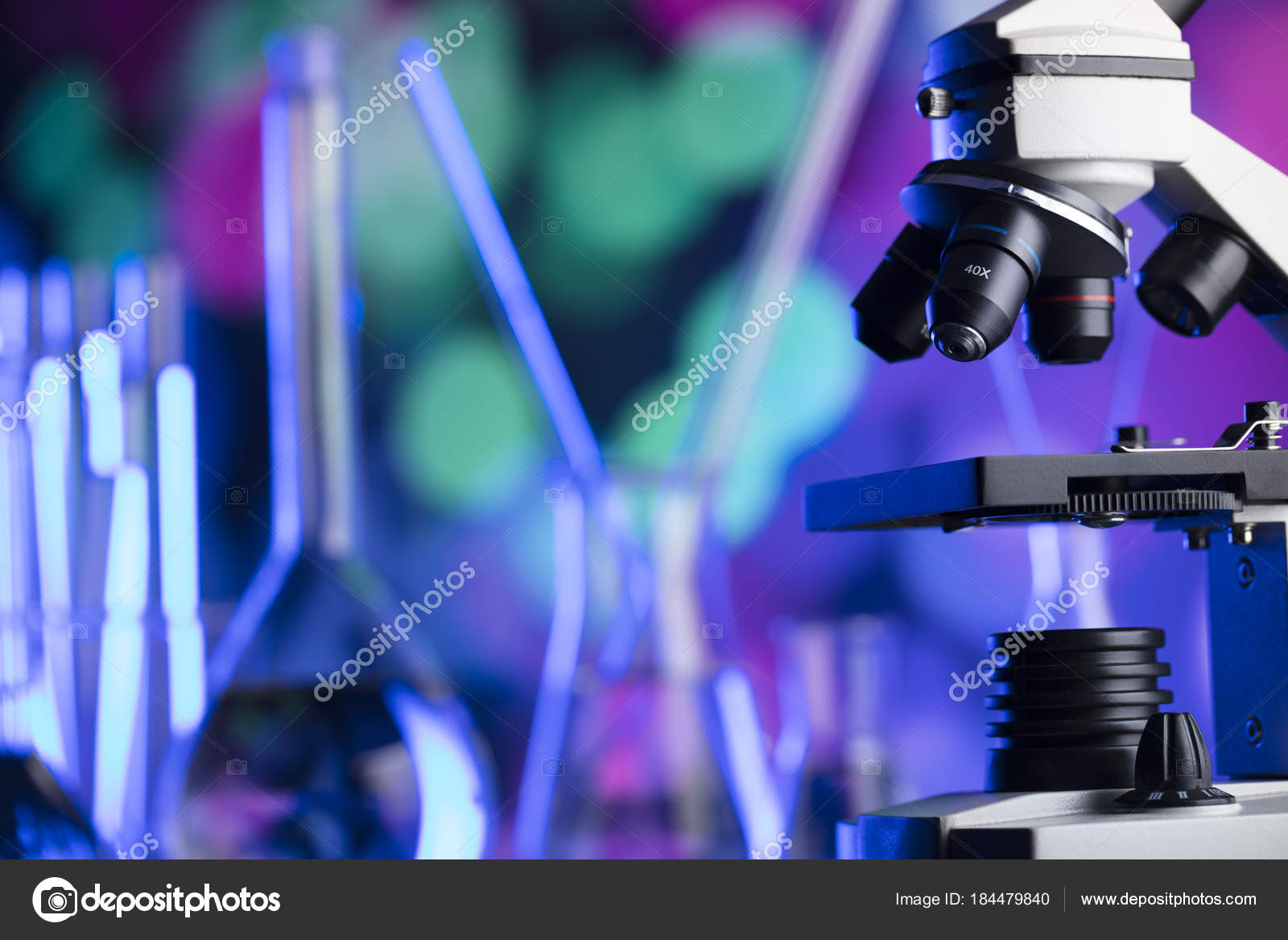 Science Experiment Concept Background Laboratory Beakers Microscope ...