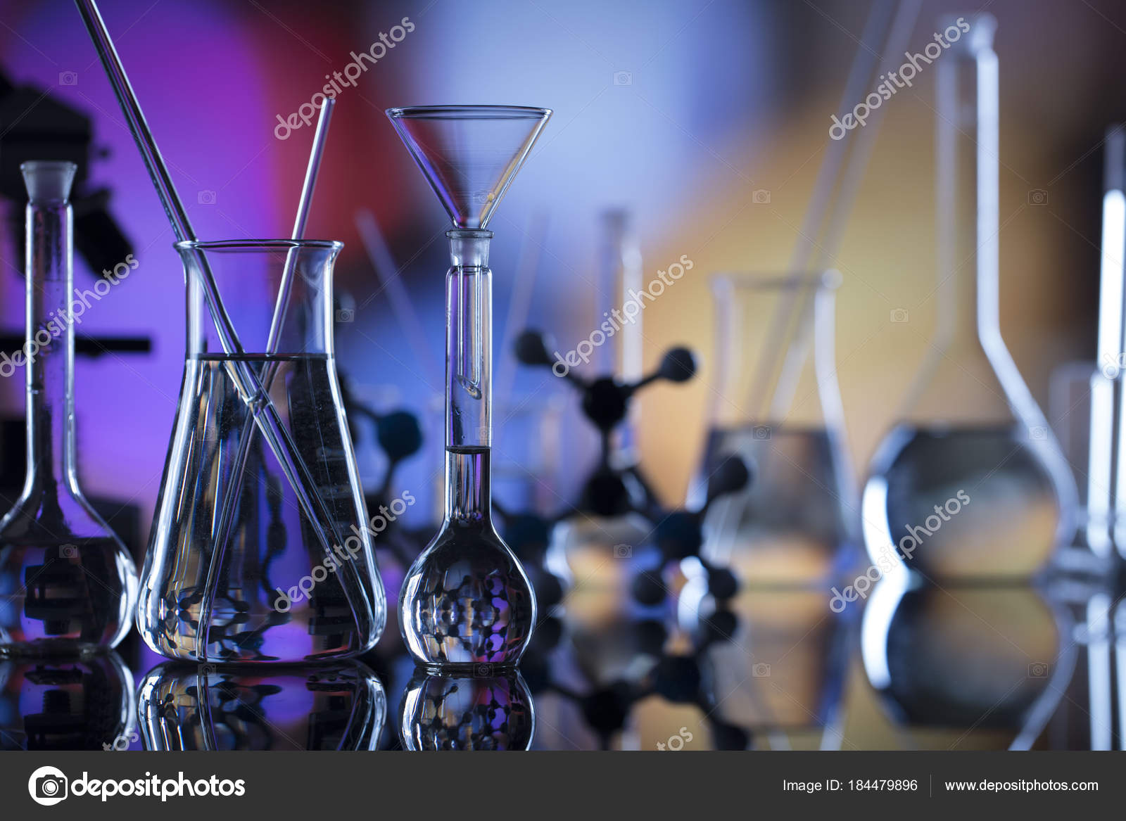 Science Experiment Concept Background Laboratory Beakers Microscope ...