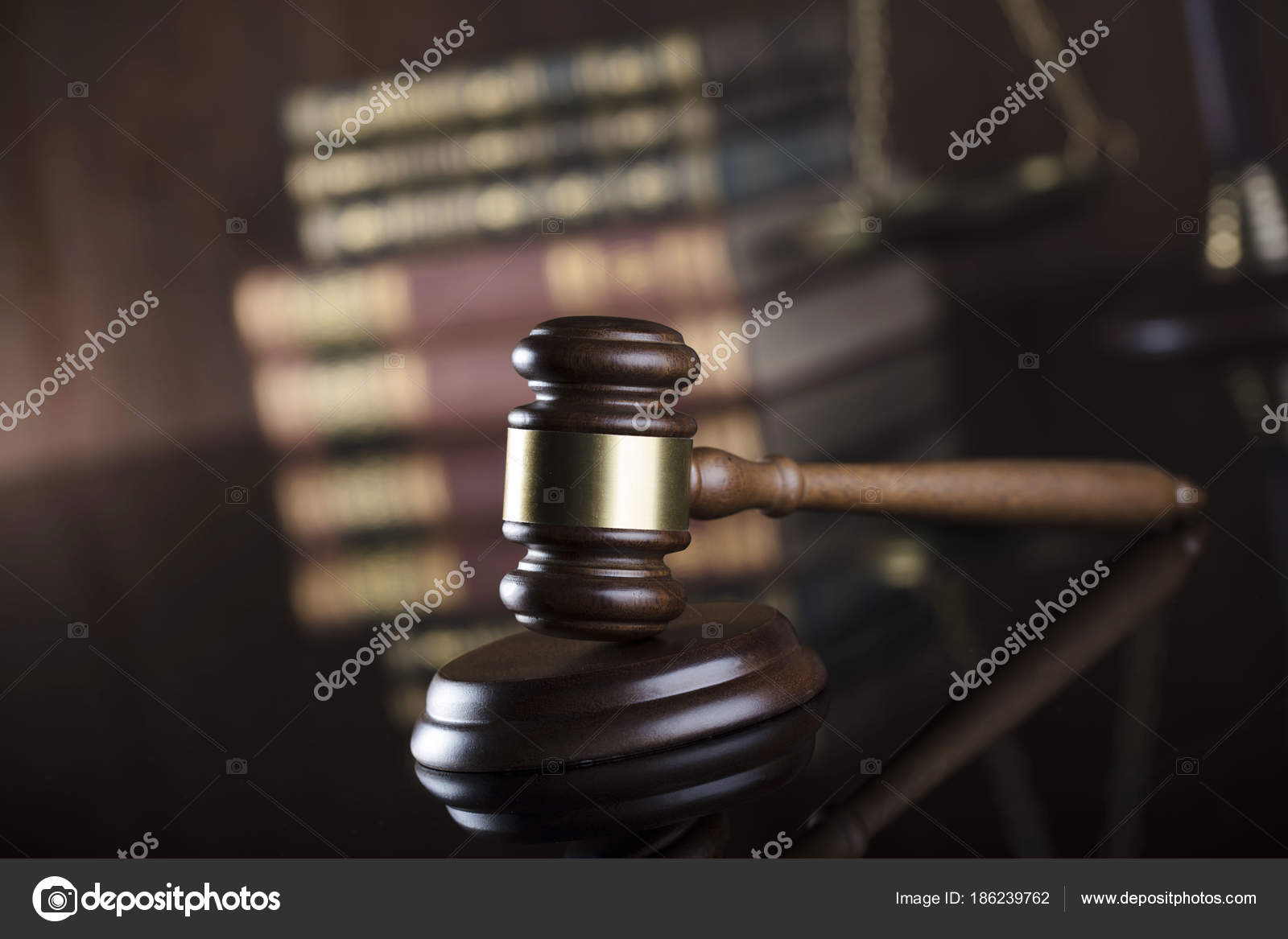 Law Theme Judges Gavel Scale Justice Book Background Stock Photo by ...