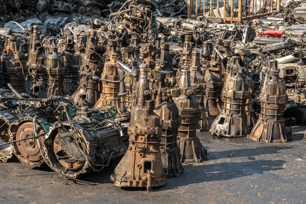 Aluminum engines, gearbox and transmission parts for recycling. Scrap ...