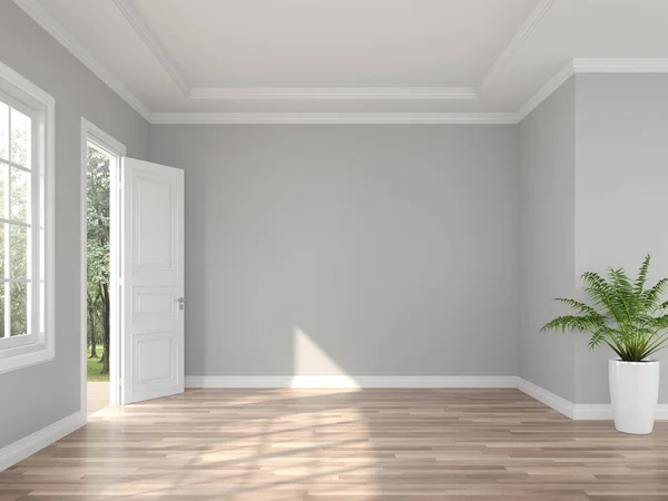 Classical Style Empty Room Interior Render Rooms Have Wooden Floors ...