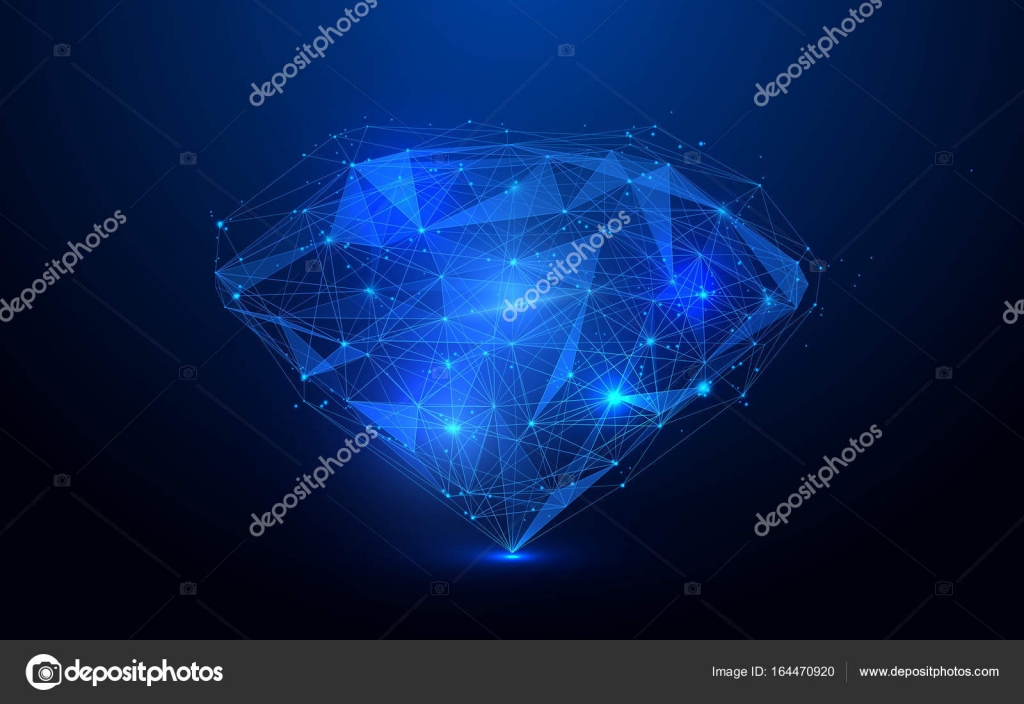 Low polygon diamond wireframe mesh on blue background Stock Vector by ...