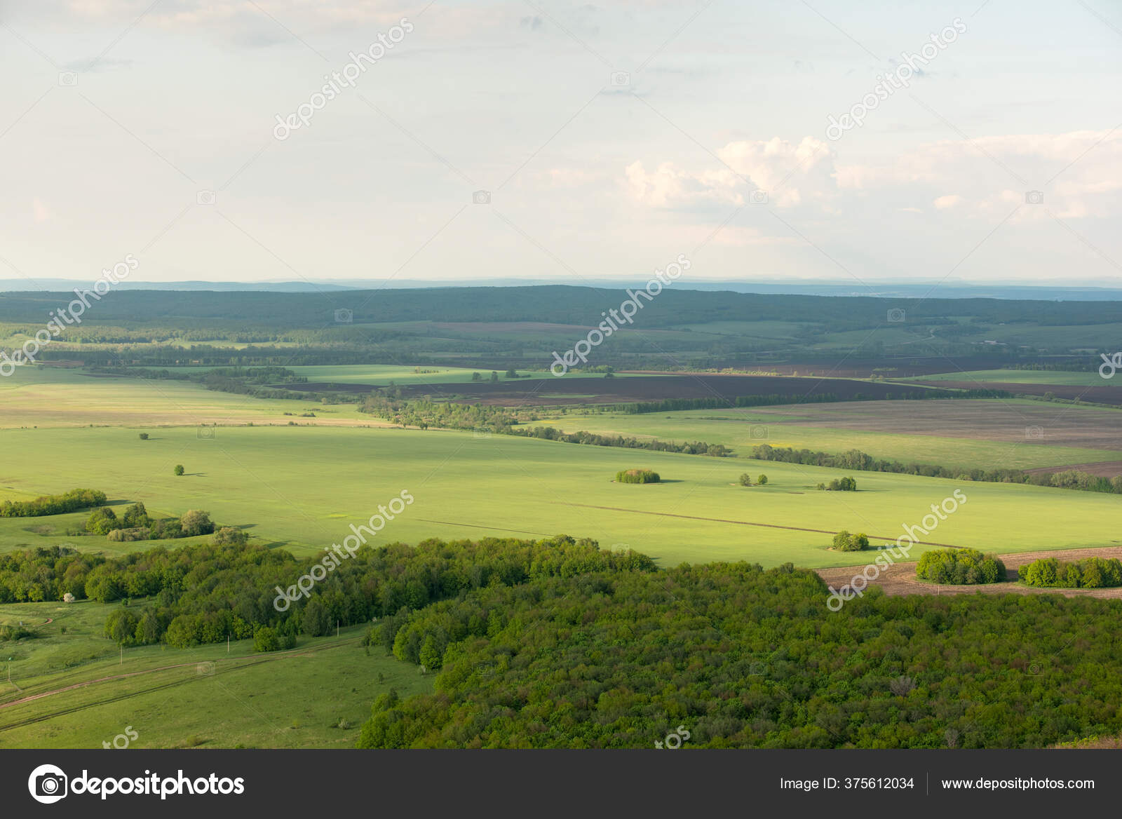 Green Field Trees Summer Spring Day Aerial Photographs Countryside ...