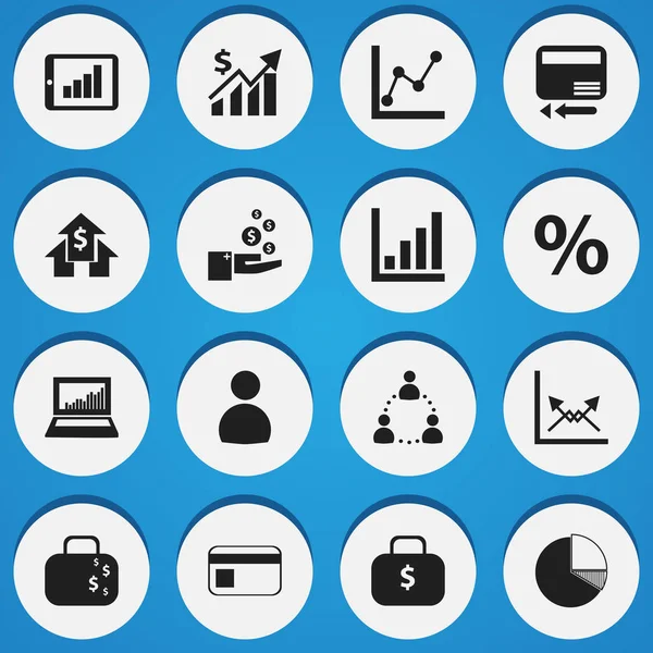 Set Of 16 Editable Statistic Icons. Includes Symbols Such As Percent ...