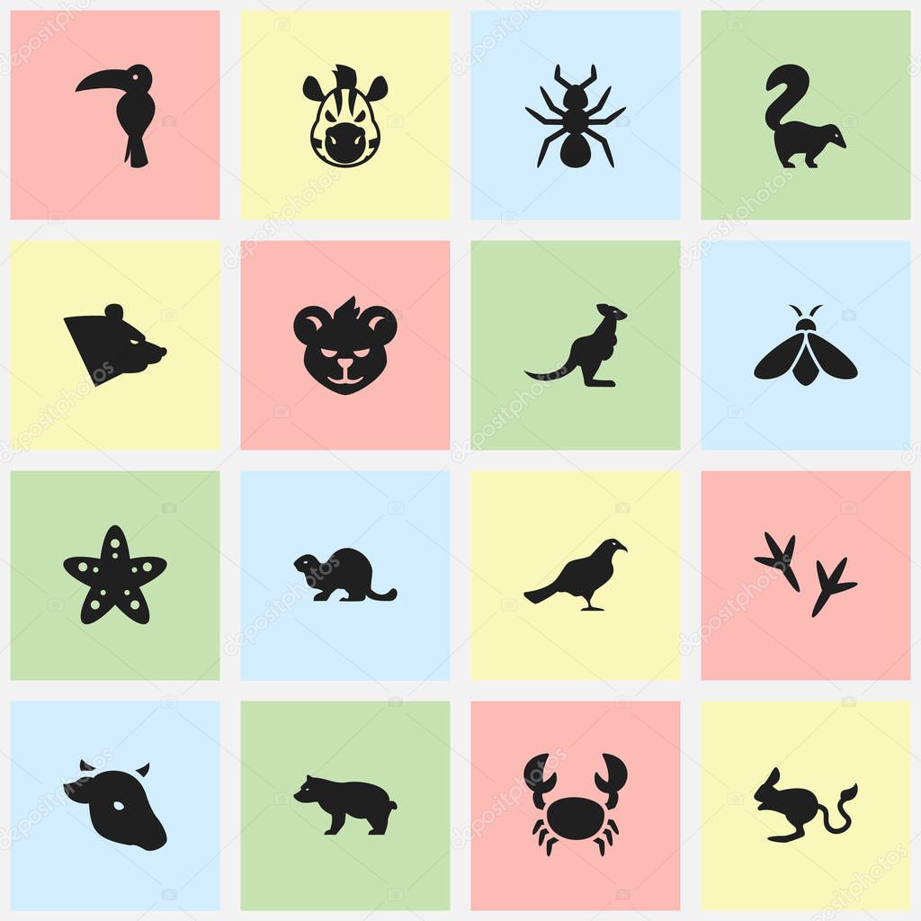 Conjunto de 16 iconos animales editables. Incluye símbolos como el ...