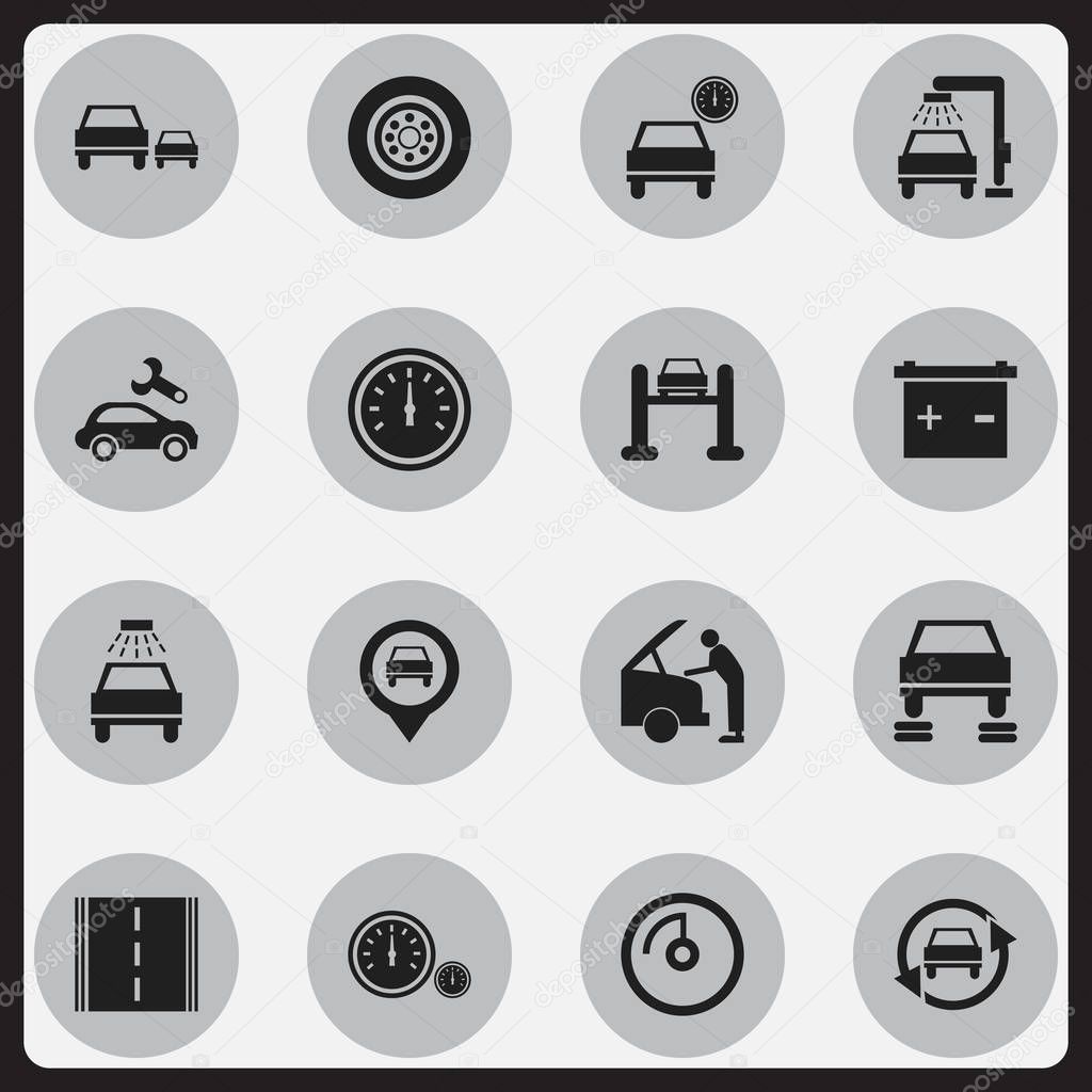 Conjunto de 16 iconos de vehículos editables. Incluye símbolos como ...