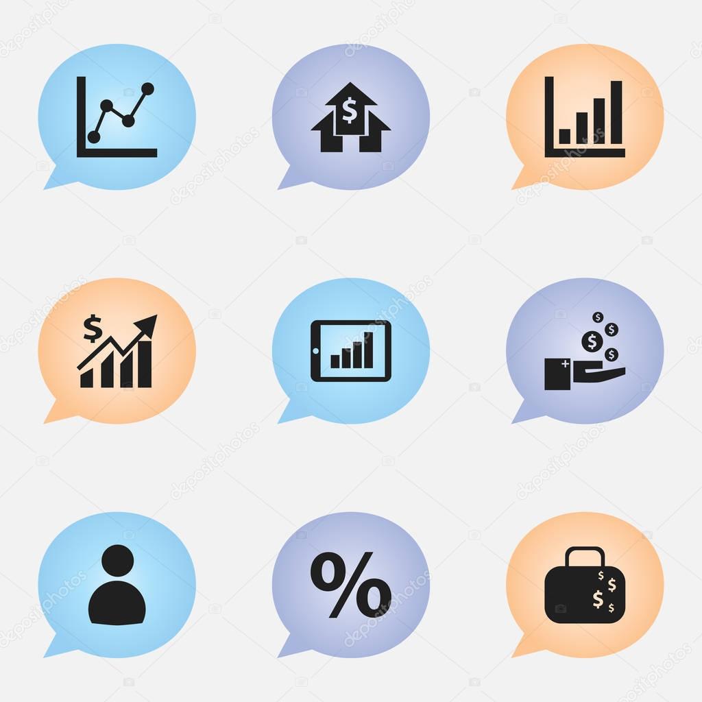 Set de 9 iconos estadísticos editables. Incluye símbolos tales como ...