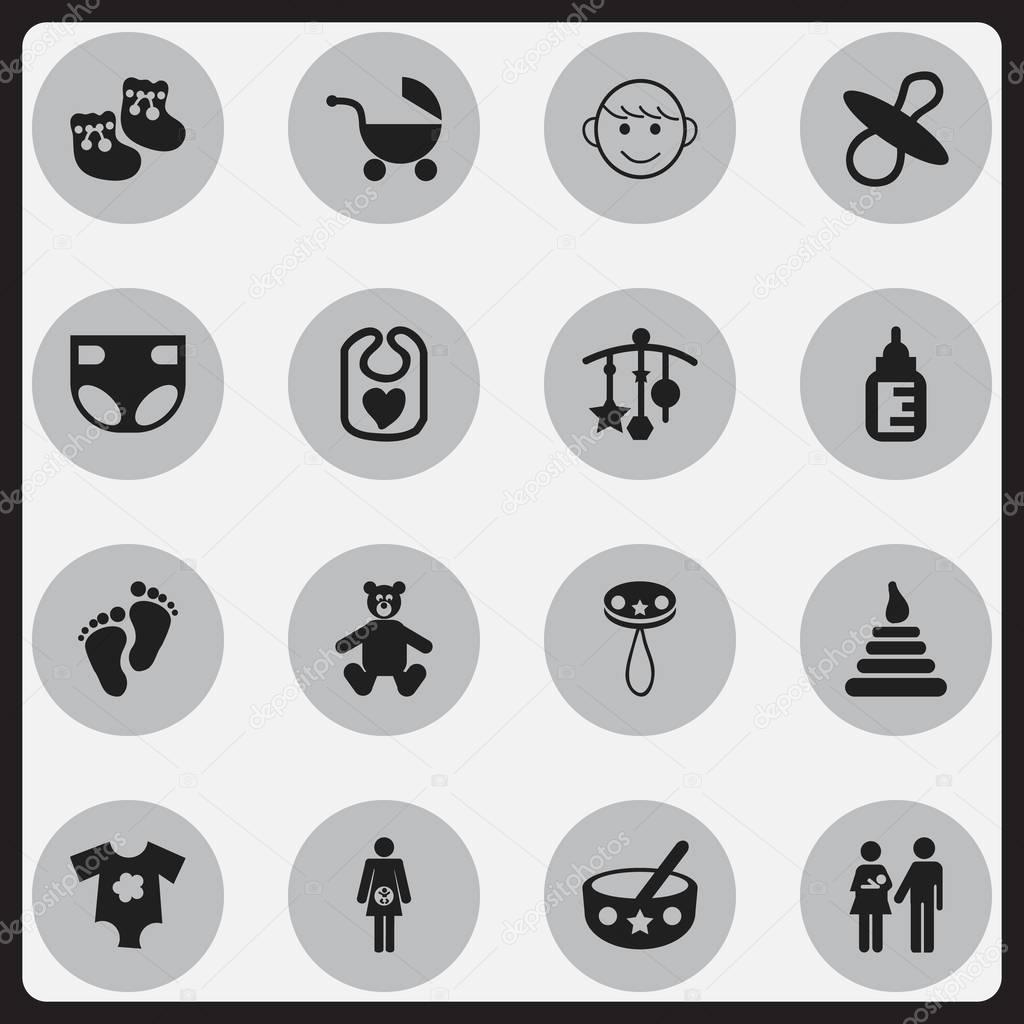Conjunto de 16 iconos infantiles editables. Incluye símbolos como ...