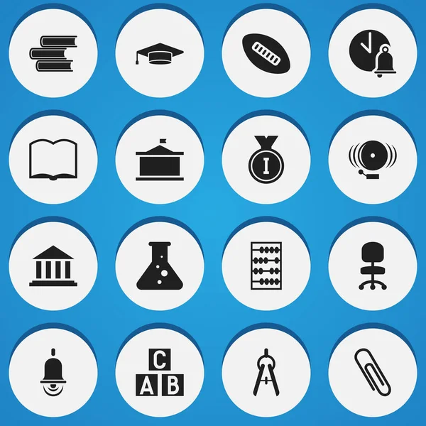 Set Of 16 Editable School Icons. Includes Symbols Such As Univercity ...