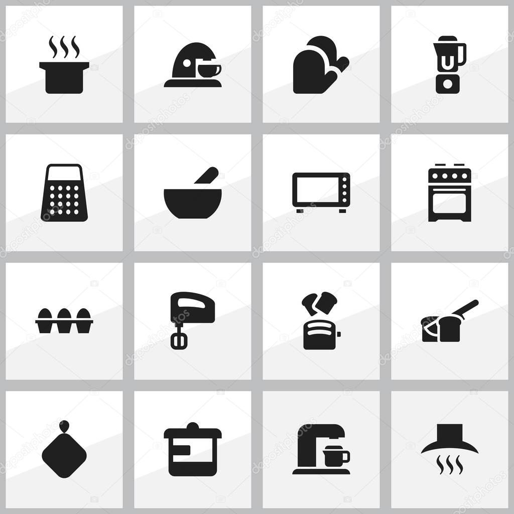 Set de 16 iconos de cocina editables. Incluye símbolos como la capilla ...