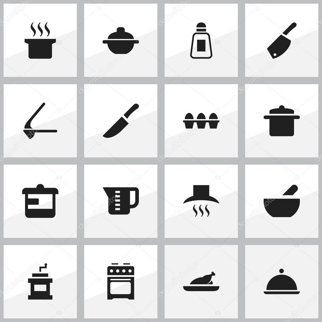 Conjunto de 16 iconos de comidas editables. Incluye símbolos como pollo ...