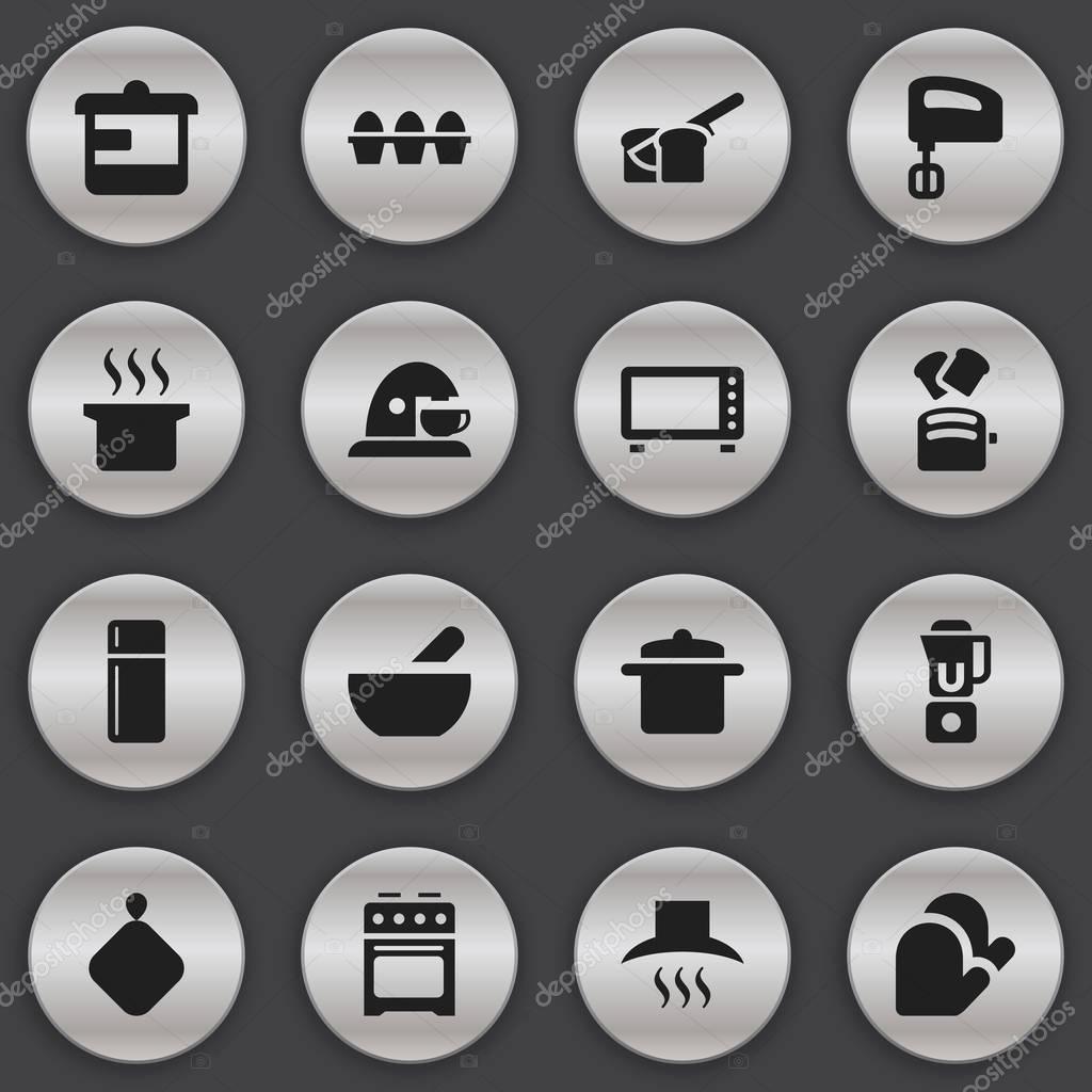 Conjunto de 16 iconos de cocina editables. Incluye símbolos como sopa ...