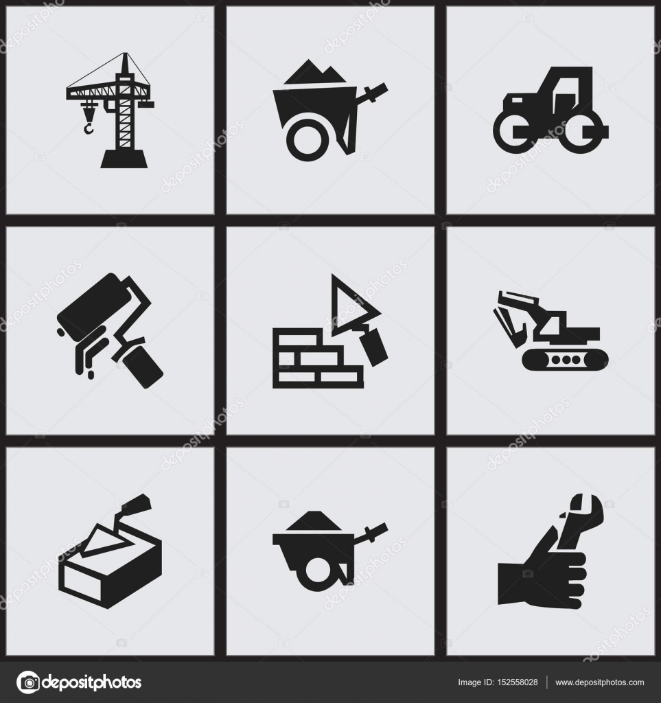 Set Of 9 Editable Construction Icons. Includes Symbols Such As ...