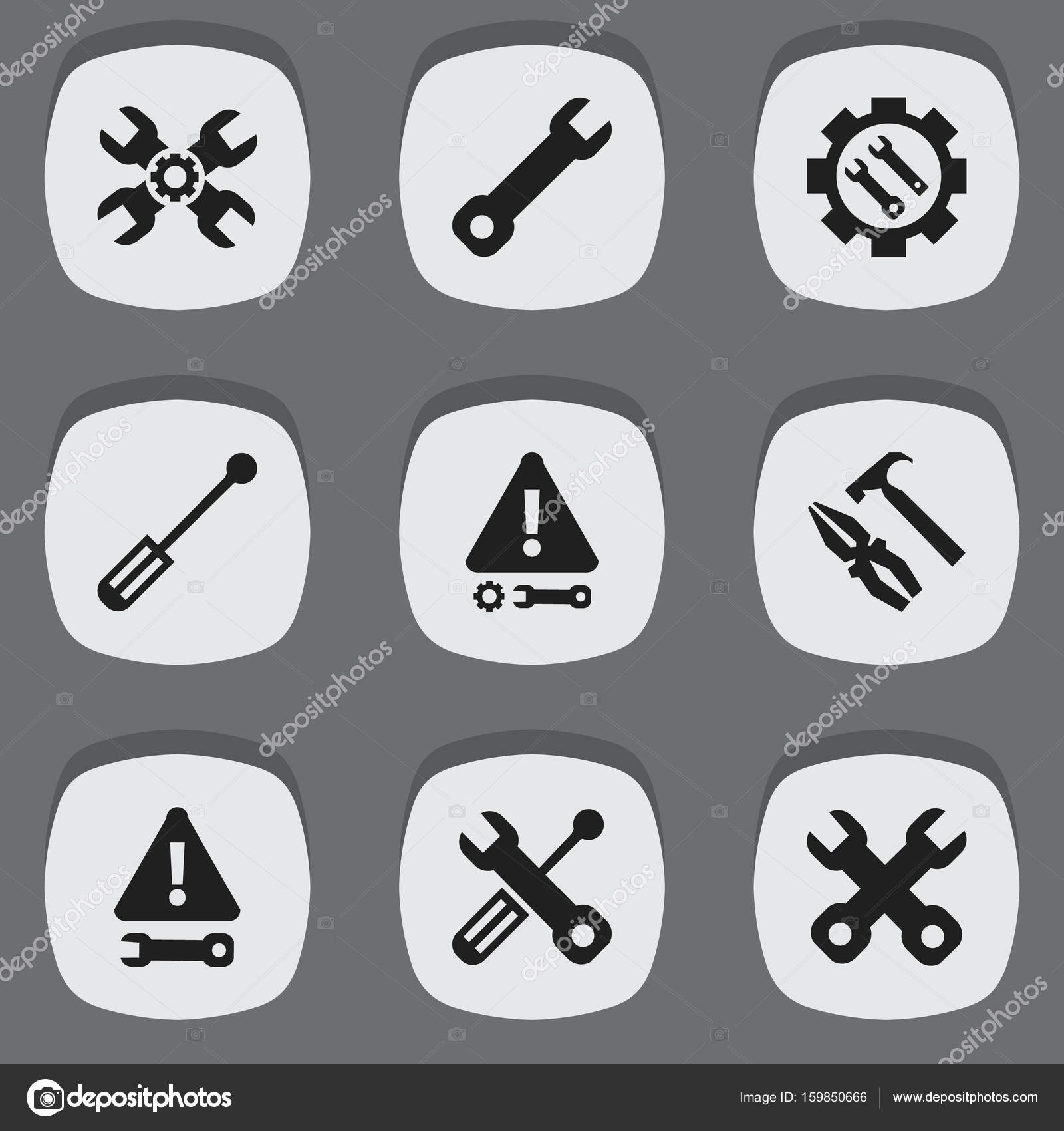 Set Of 9 Editable Repair Icons. Includes Symbols Such As Settings ...