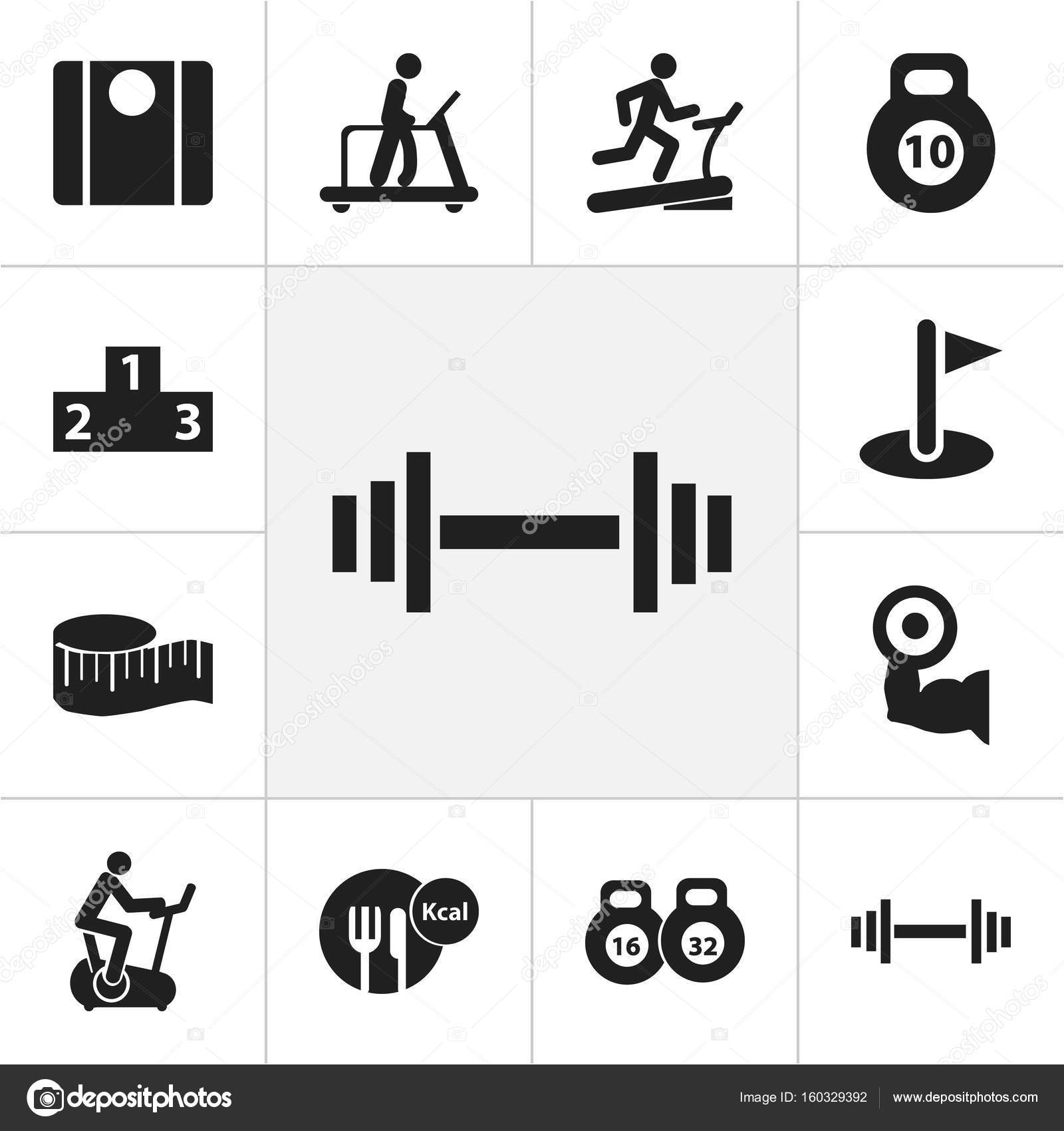 Set Of 12 Editable Sport Icons. Includes Symbols Such As Platform For ...