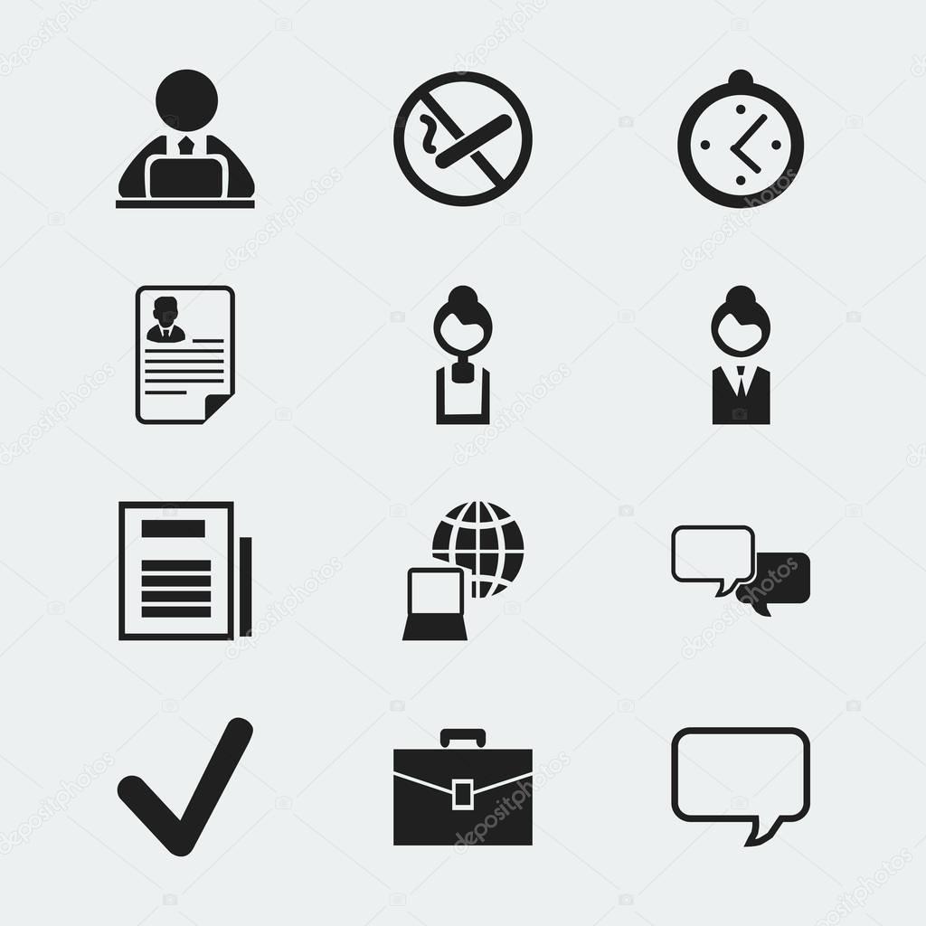 Conjunto de 12 iconos de oficina editables. Incluye símbolos como ...