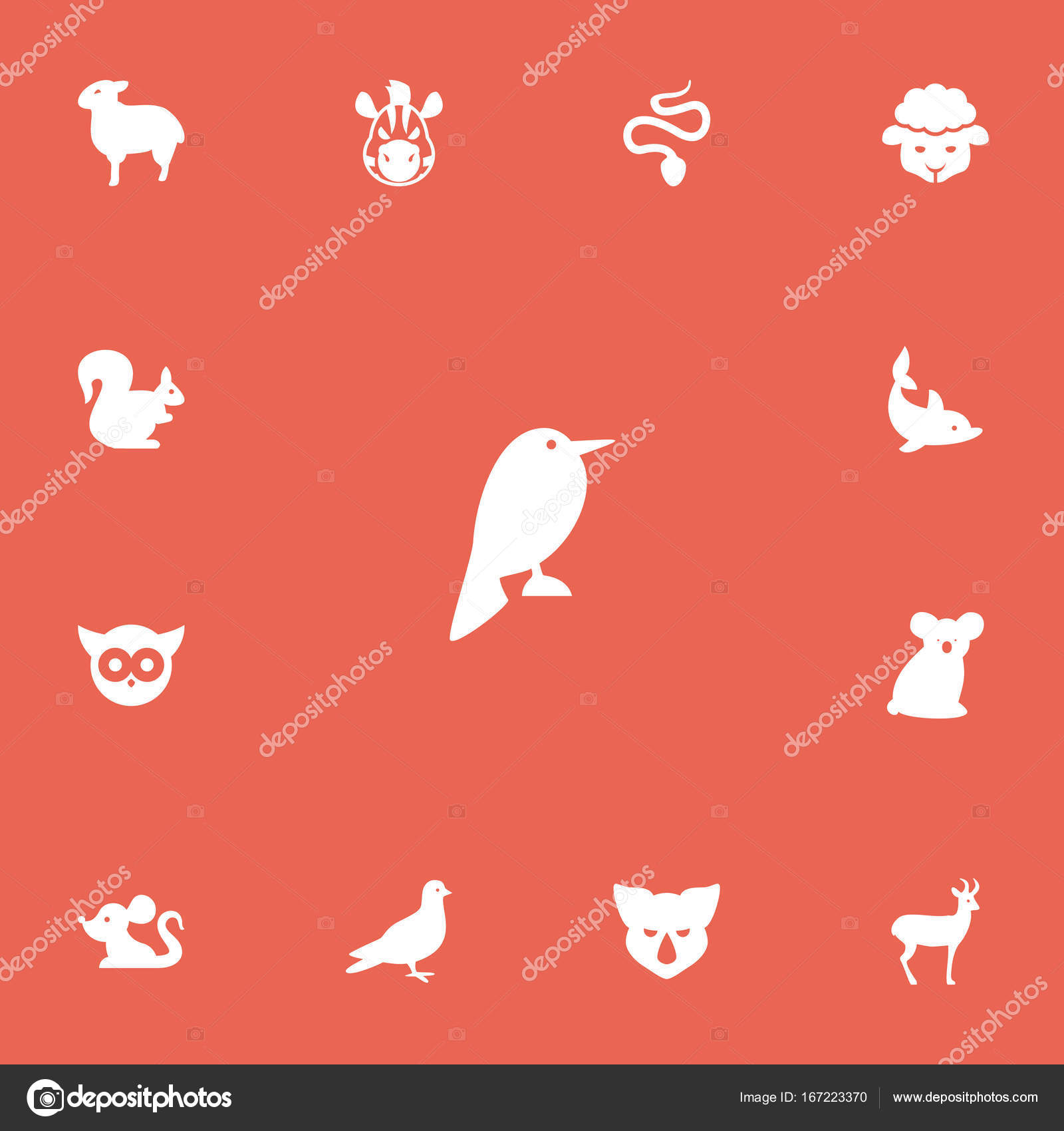 Set Of 13 Editable Zoo Icons. Includes Symbols Such As Night Fowl ...