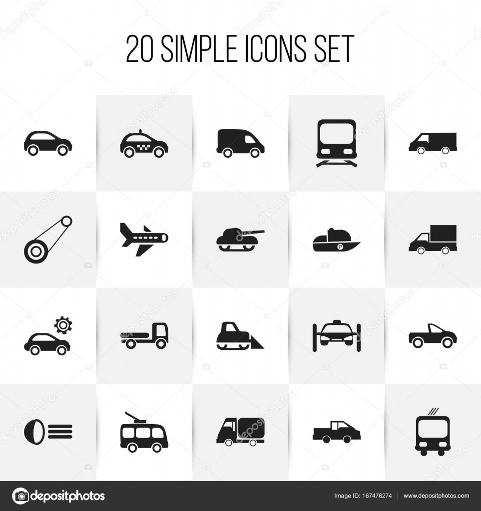 Set Of 20 Editable Transport Icons. Includes Symbols Such As Airplane ...