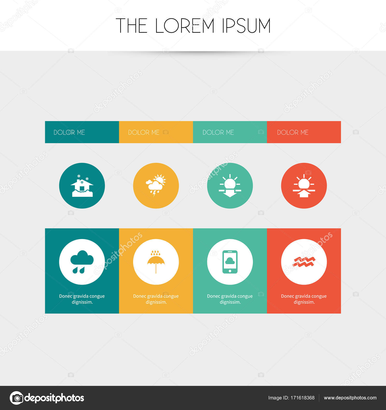 Set Of 8 Editable Climate Icons. Includes Symbols Such As Umbrella ...