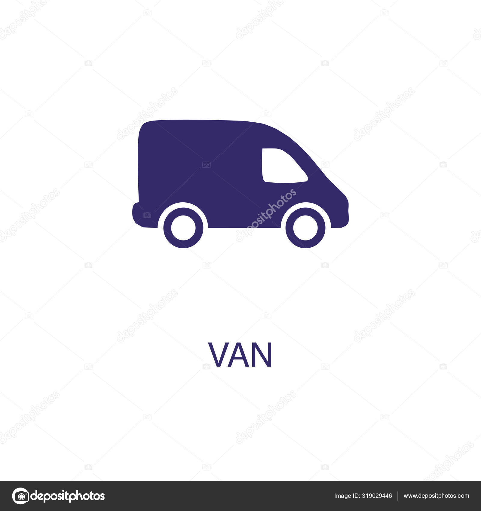 Van element in flat simple style on white background. Van icon, with ...