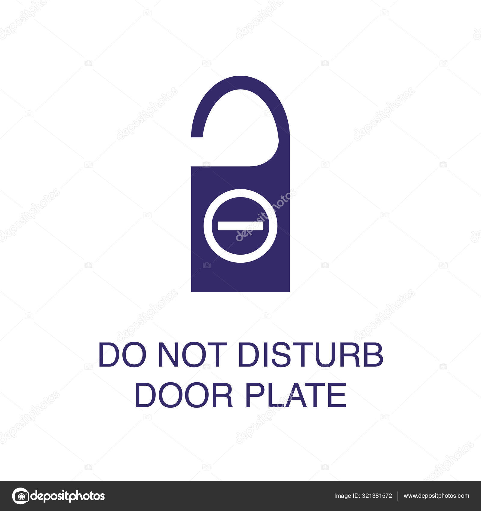 Do not disturb door plate element in flat simple style on white background. Do not disturb door ...