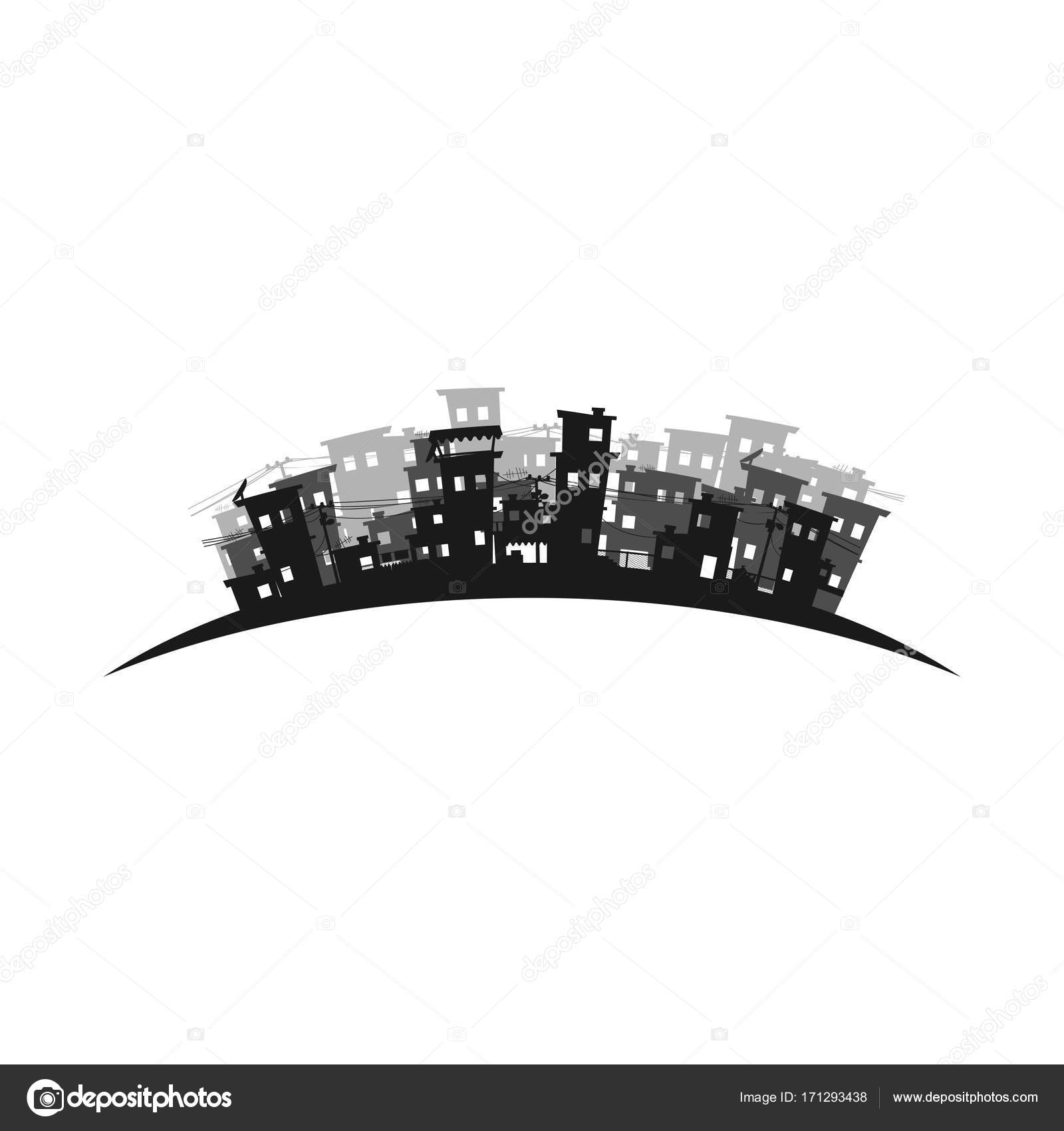 Street of poor neighborhood in the city. Slum Stock Vector Image by ...