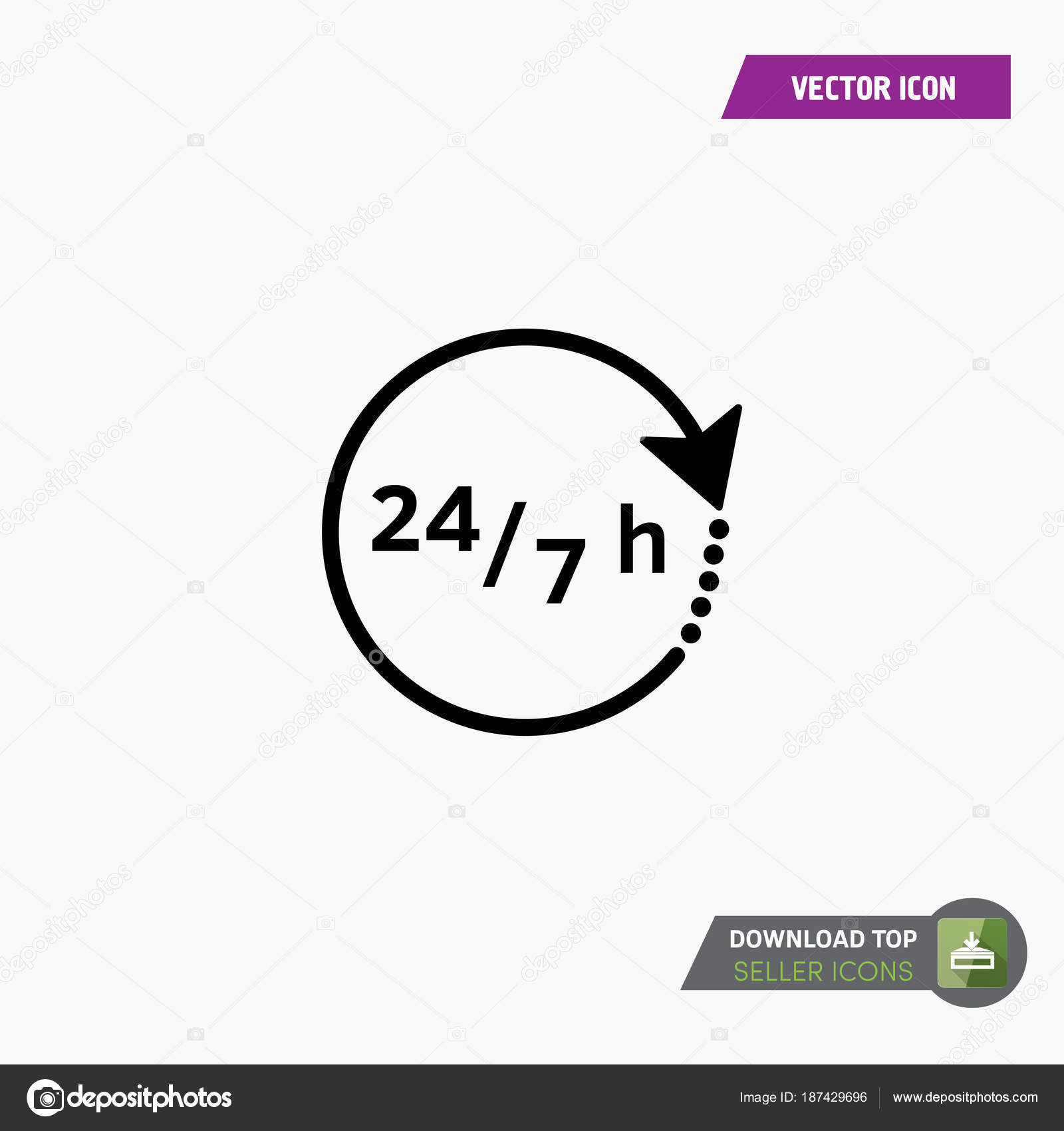 24-7 icon vector. Stock Vector Image by ©azerbaijan_stockers #187429696