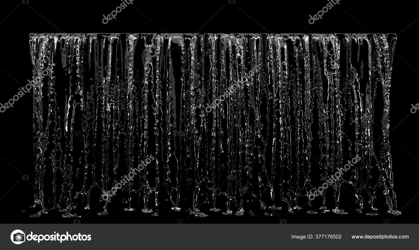 Liquid Waterfall Falling Splash Front View Black Background Render ...