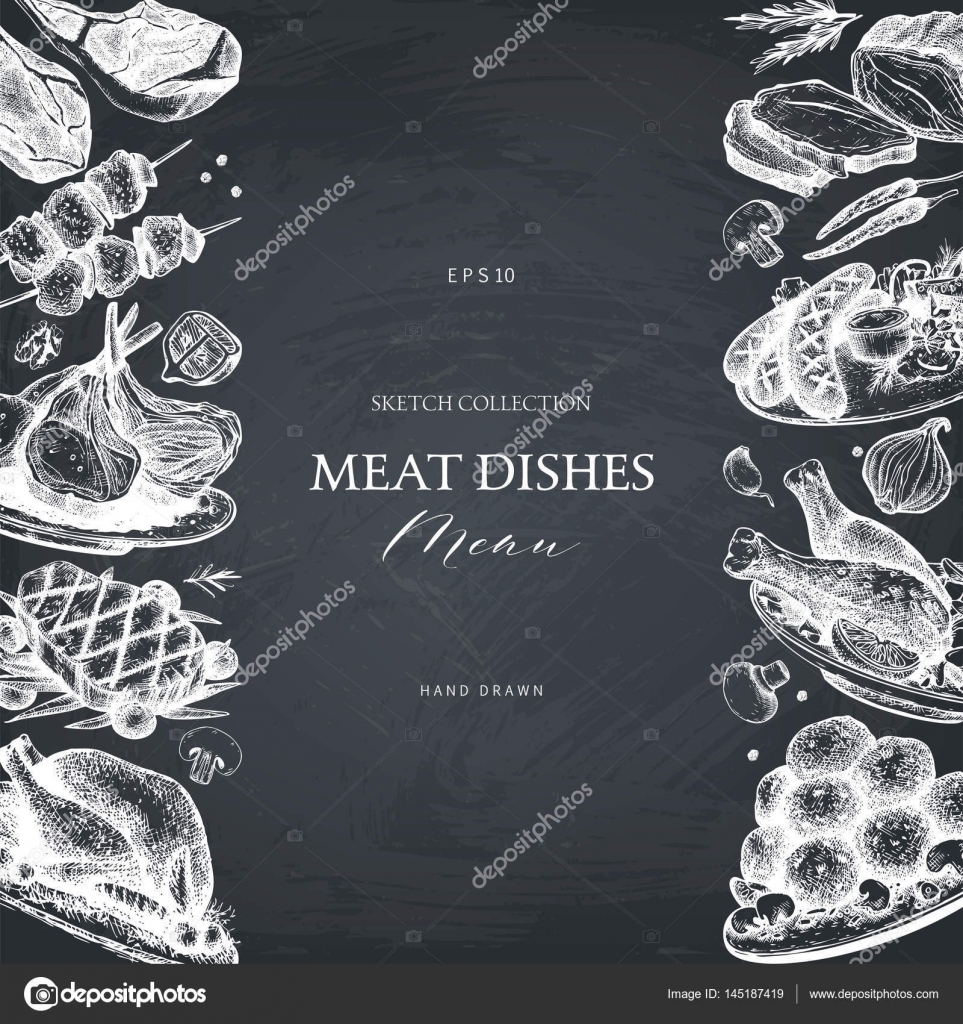 Hand drawn meat frame Stock Vector Image by ©geraria #145187419