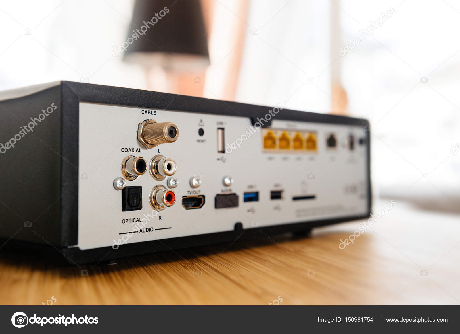 Rear View Coaxial Fiber Internet Modem Multiple Lan Ports Antenna Stock ...