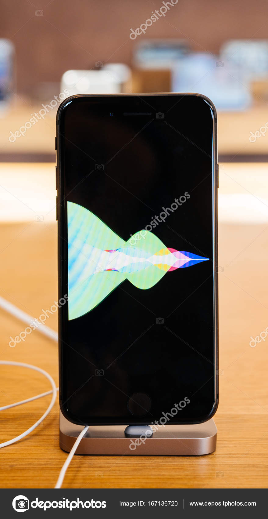 Apple logo Demo Mode on OLED screen of the New iPhone 8 and iPho Stock ...