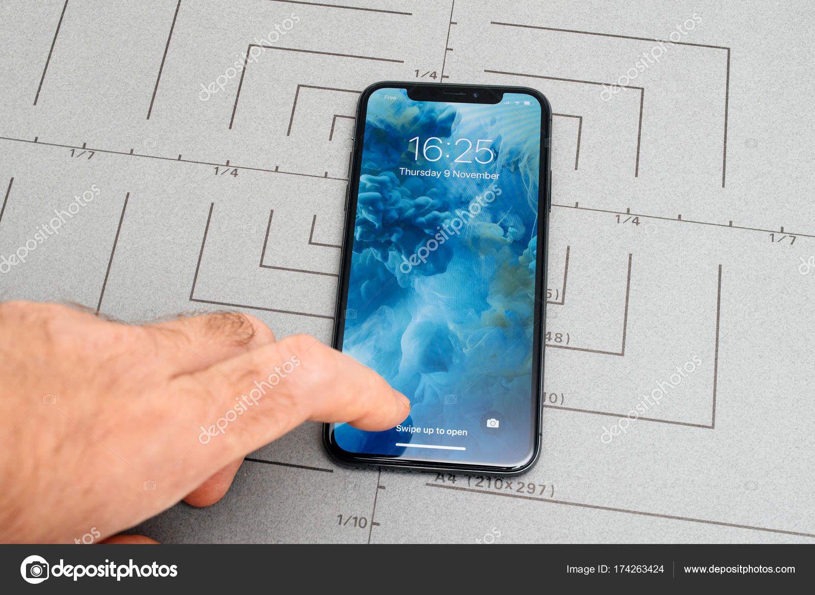 Set up on iPhone X 10 app application software unlocking screen – Stock ...