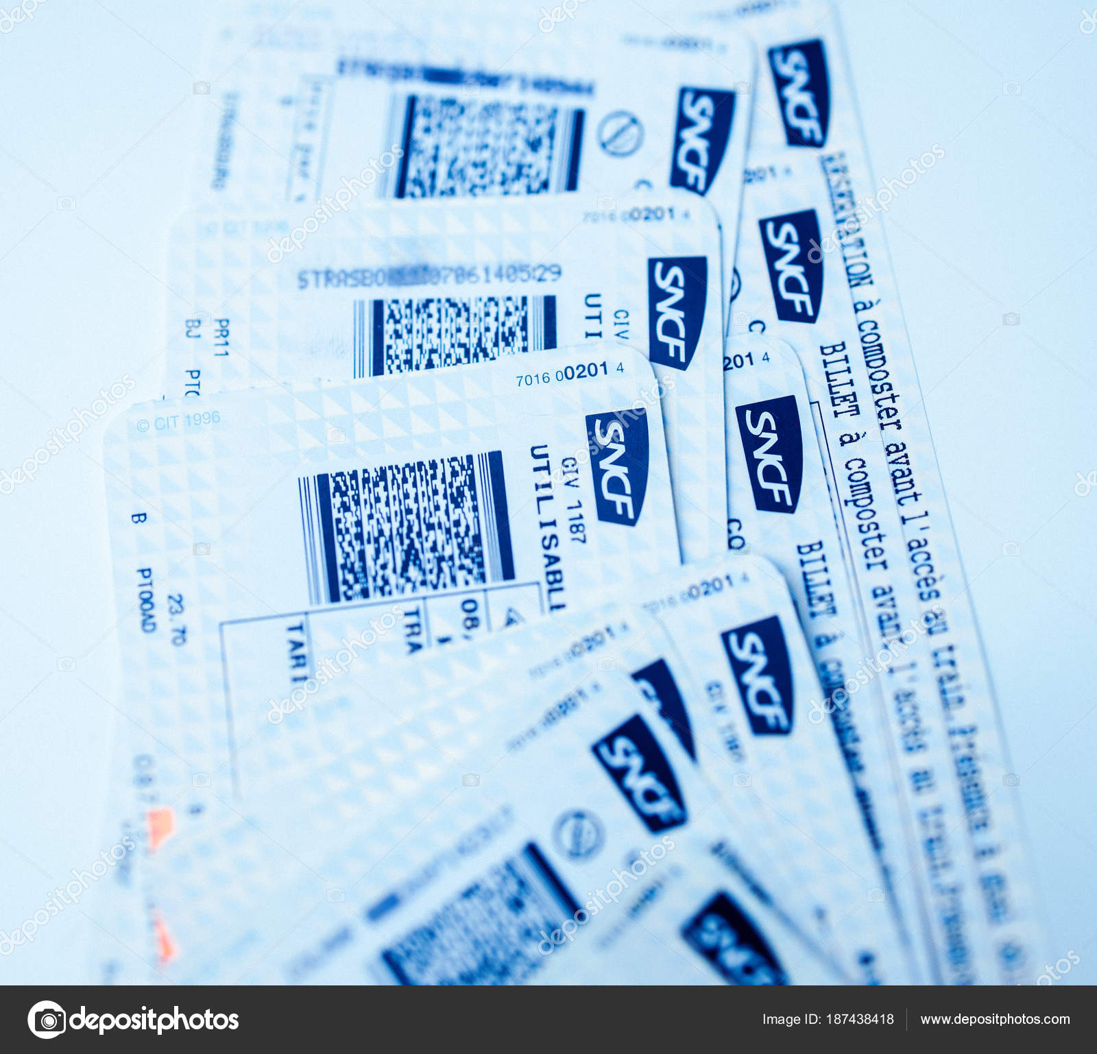 Stack of multiple SNCF train tickets seen from above – Stock Editorial ...