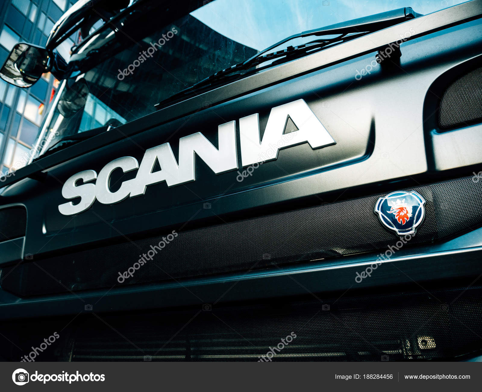 Scania Logotype on the front of G410 Truck — Stock Editorial Photo ...