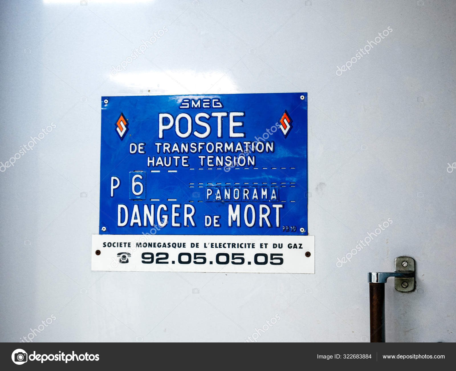 High voltage transformer station signage central Monaco – Stock ...