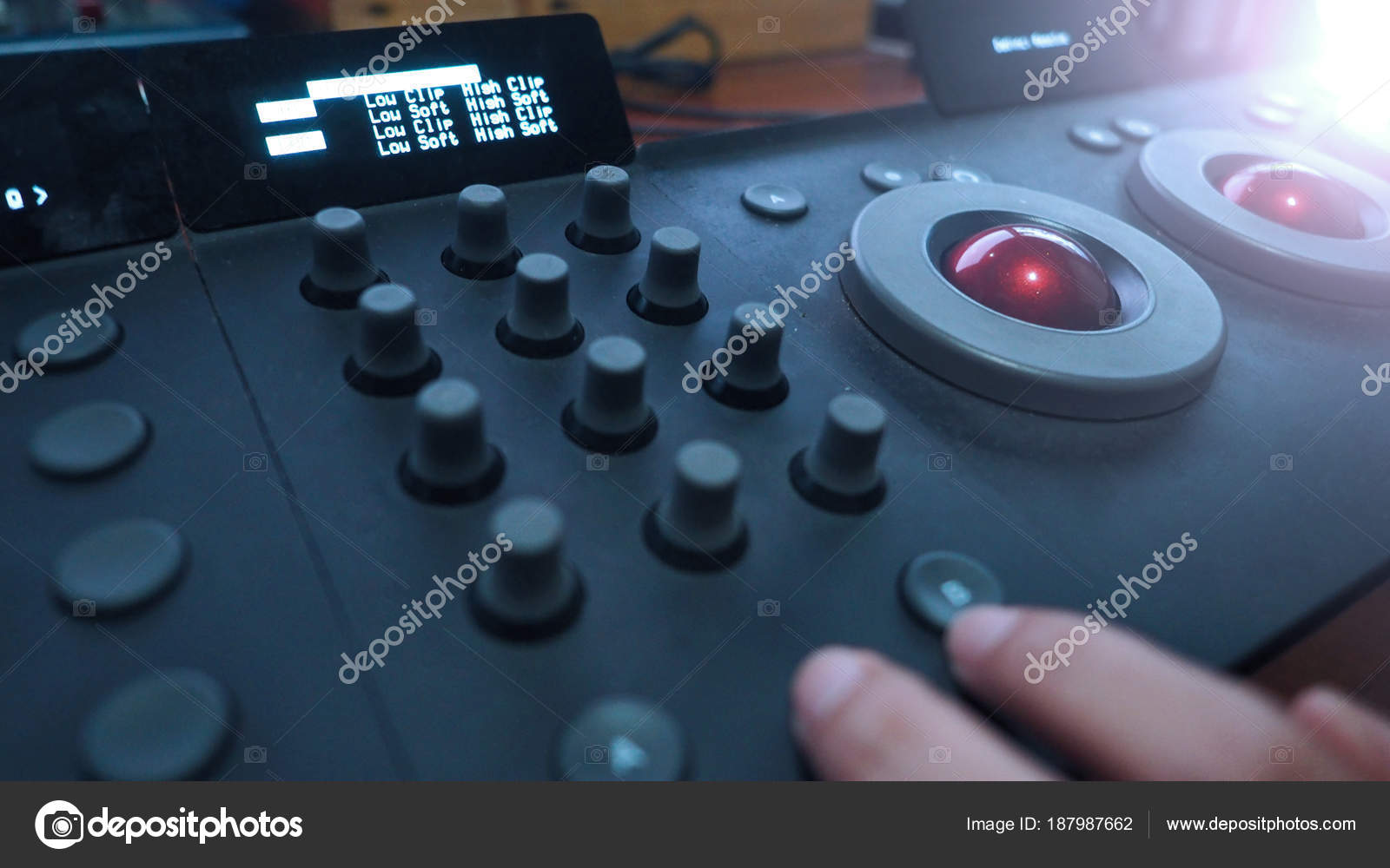 Color grading adjusting controller equipment for movie — Stock Photo ...