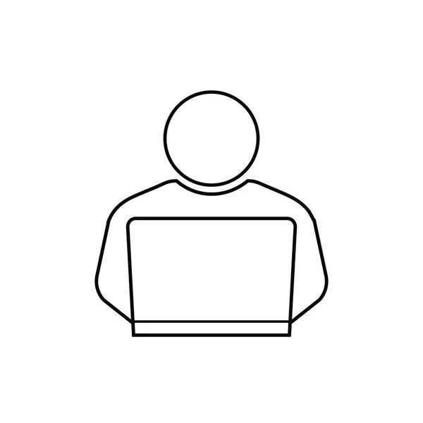 Vector Pictogram Businessman Working on Computer — Stock Vector ...