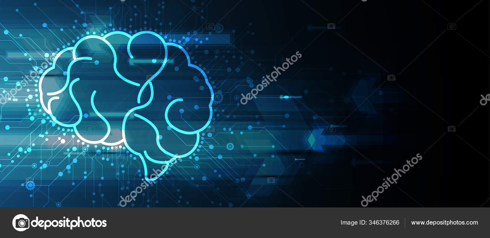 Abstract Human Brain Artificial Intelligence New Technology Science Futuristic Background Stock ...