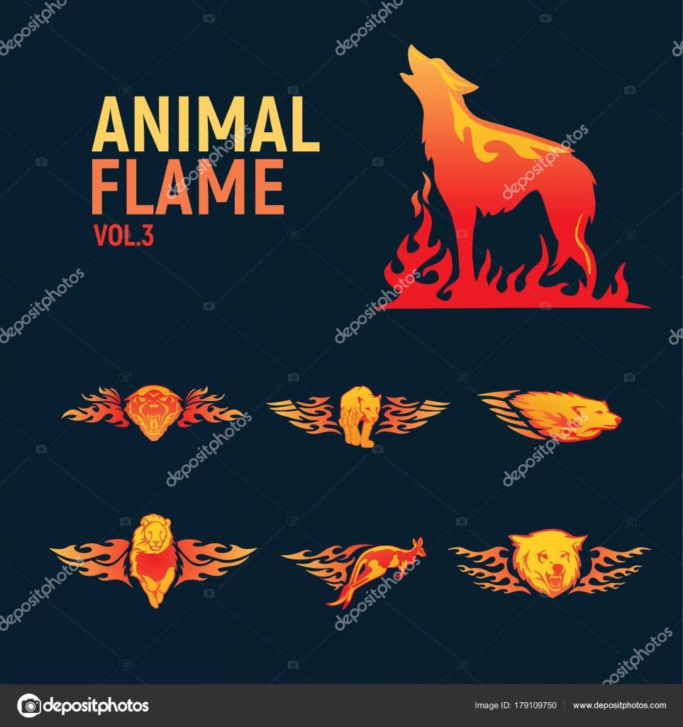 Animal flame mascot set logo. Stock Vector by ©oriu007 179109750